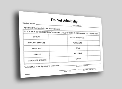 Do Not Admit Slip - Keiser University